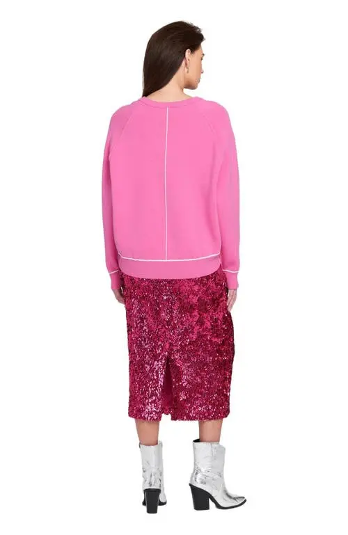 ELLE COLLECTION Sequin Embellished Midi Pencil Skirt - Bright Pink