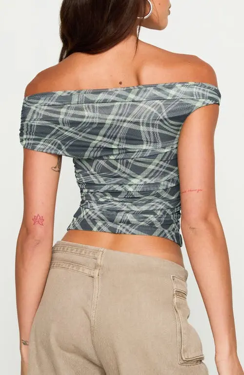 Princess Polly Sweet Embrace Off-the-shoulder Mesh Crop Top