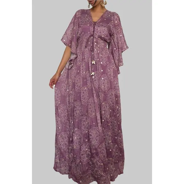 HOLICHIC Melanie Tassel Cover-up Maxi Dress - Purple