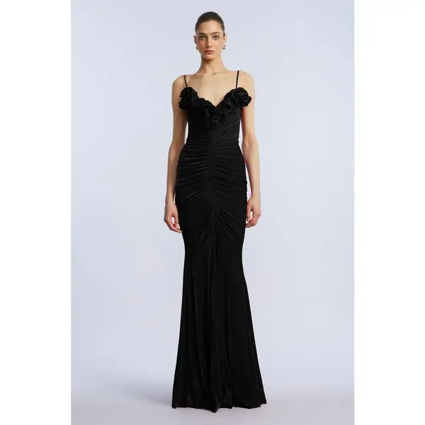 Bcbgmaxazria Ruffle Velvet Gown