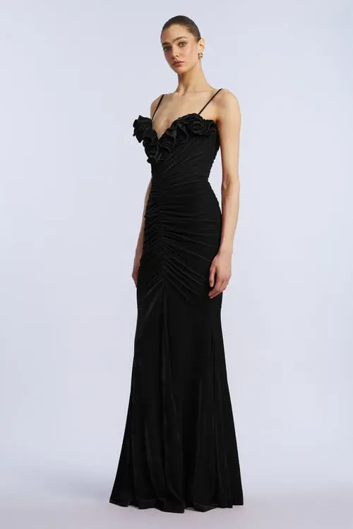 Bcbgmaxazria Ruffle Velvet Gown