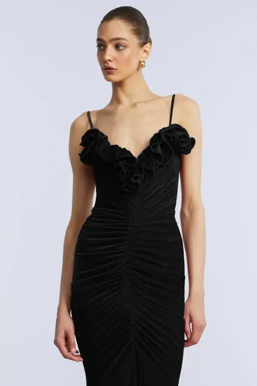 Bcbgmaxazria Ruffle Velvet Gown