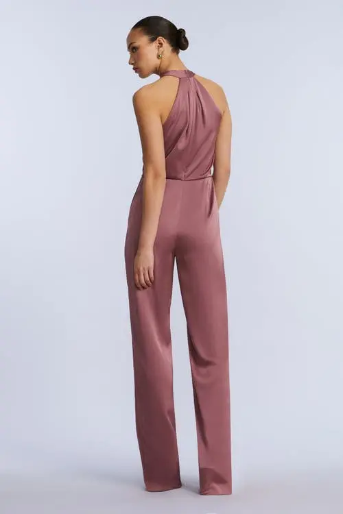 Bcbgmaxazria Pleated Halter Jumpsuit - Renaissance Rose
