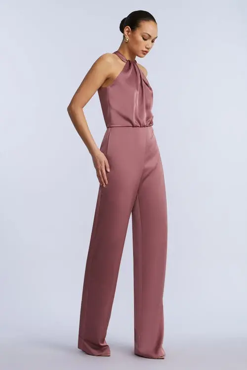 Bcbgmaxazria Pleated Halter Jumpsuit - Renaissance Rose