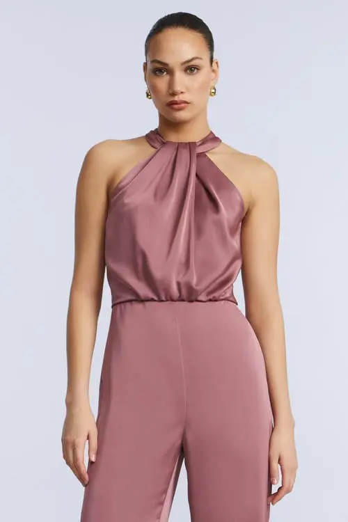 Bcbgmaxazria Pleated Halter Jumpsuit - Renaissance Rose