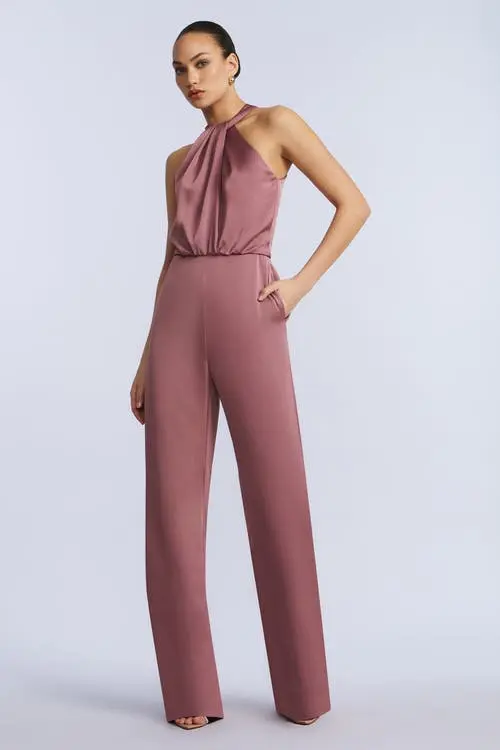 Bcbgmaxazria Pleated Halter Jumpsuit - Renaissance Rose