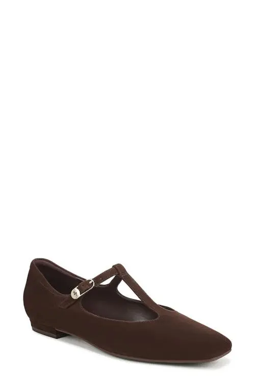 27 EDIT NATURALIZER Bella T-strap Flat - Chocolate Bar Brown