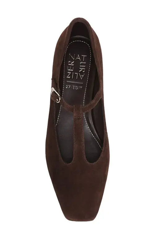 27 EDIT NATURALIZER Bella T-strap Flat - Chocolate Bar Brown
