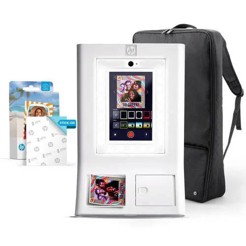 HP Sprocket Photobooth 3x4 Photo Printer Bundle - White