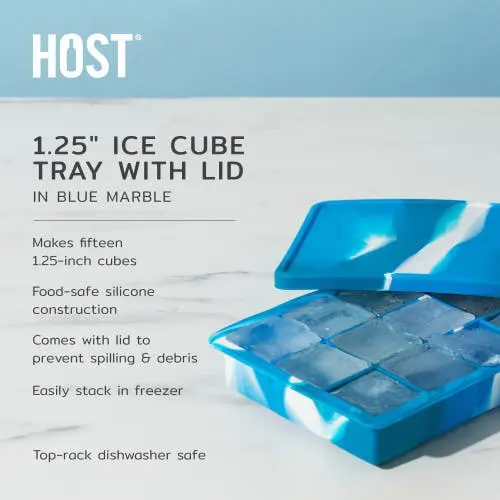 HOST 1.25" Ice Cube Tray With Lid - Blue Marble