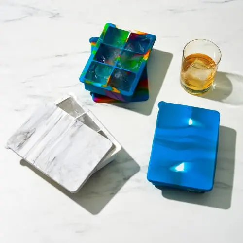 HOST 2" Ice Cube Tray With Lid - Colored Marble