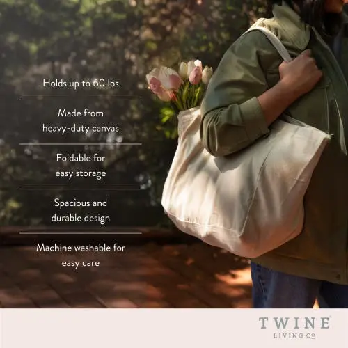 TWINE Canvas Grocery Tote 8.3 Gallon