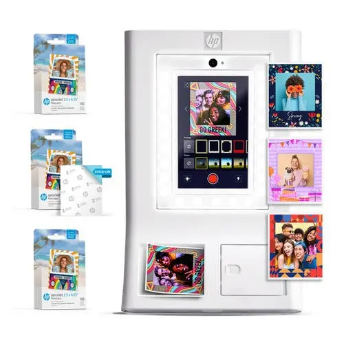 HP Sprocket Photobooth 3x4" Photo Printer Bundle - White