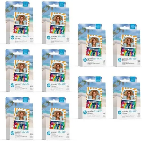 HP Sprocket 3.5" X 4.25" Sticky-backed Zink Photo Paper Bundle - 1000-pack