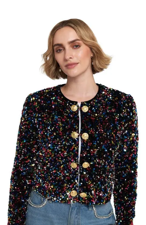 ELLE COLLECTION Sequin Embellished Cropped Jacket
