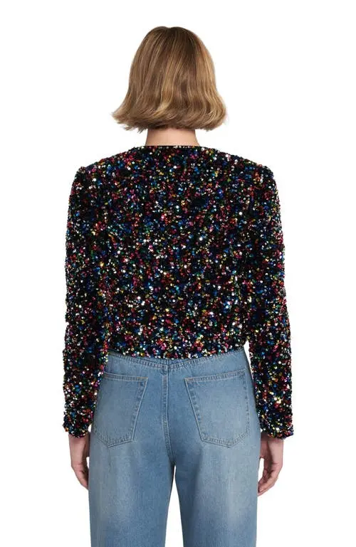 ELLE COLLECTION Sequin Embellished Cropped Jacket