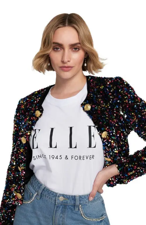 ELLE COLLECTION Sequin Embellished Cropped Jacket