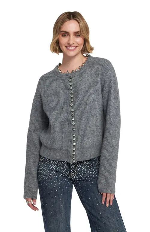 ELLE COLLECTION Beaded Cardigan - Grey