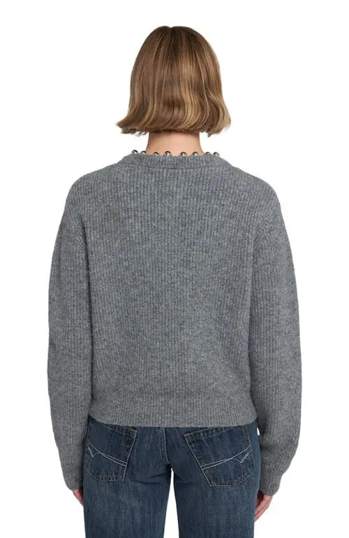 ELLE COLLECTION Beaded Cardigan - Grey