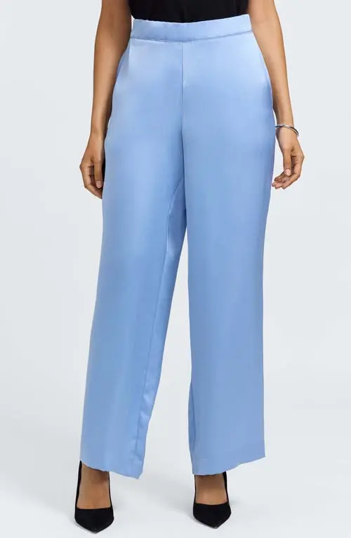 Foxcroft Hostess Satin Pull-on Pants - Bel Air Blue