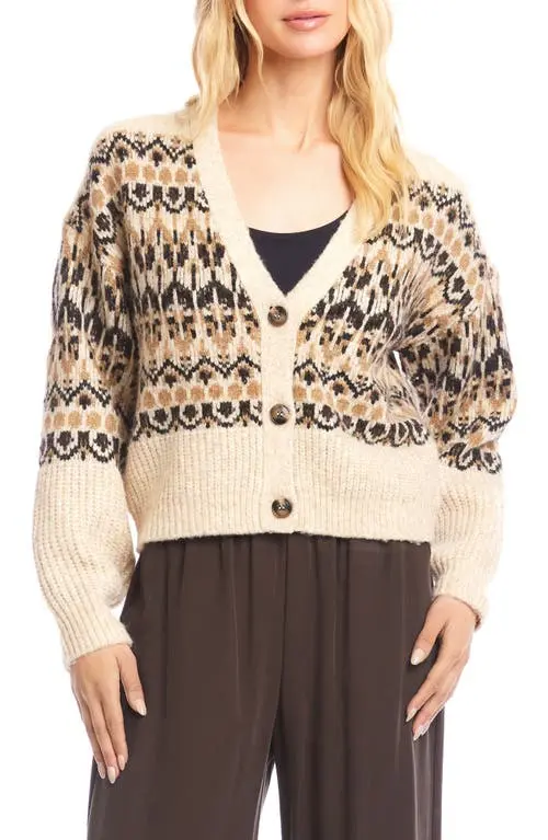 Karen Kane Jacquard V-neck Cardigan