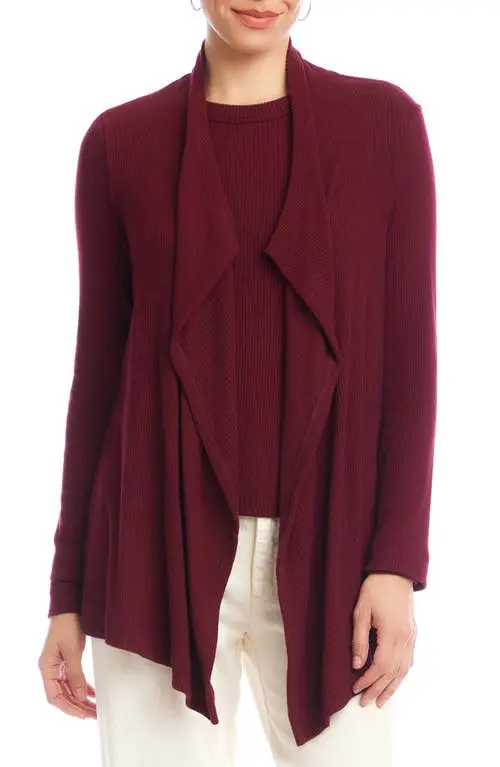 Karen Kane Rib Draped Open Front Cardigan