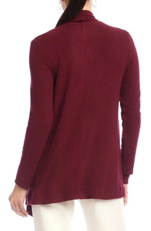 Karen Kane Rib Draped Open Front Cardigan
