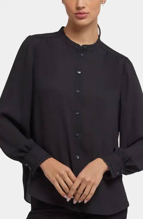 NYDJ Janie Lattice Inset Button-up Shirt - Black