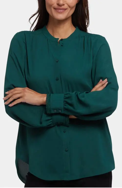 NYDJ Janie Lattice Inset Button-up Shirt - Pine Forest