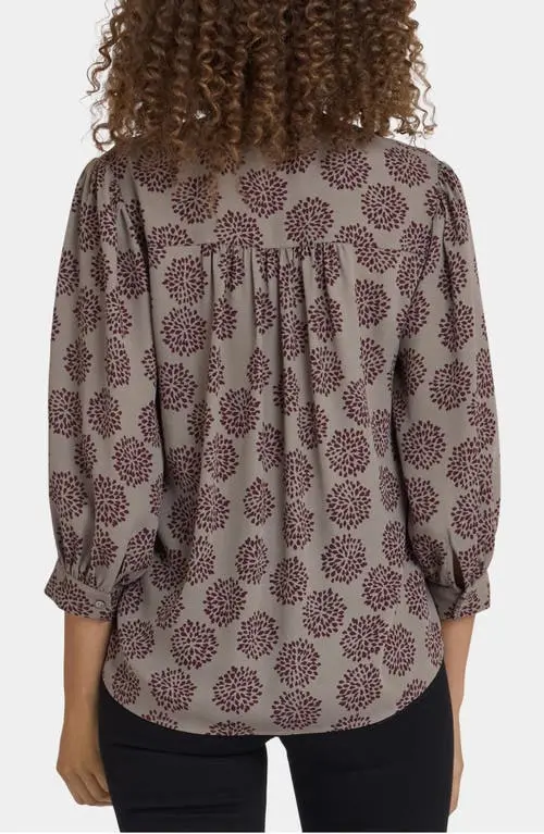 NYDJ Bonnie Printed Button-up Top - Valenton