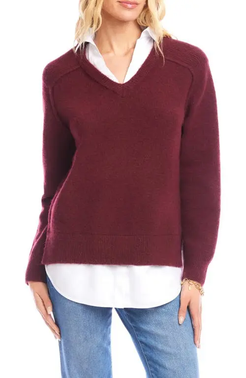 Karen Kane Mixed Media Layered Sweater
