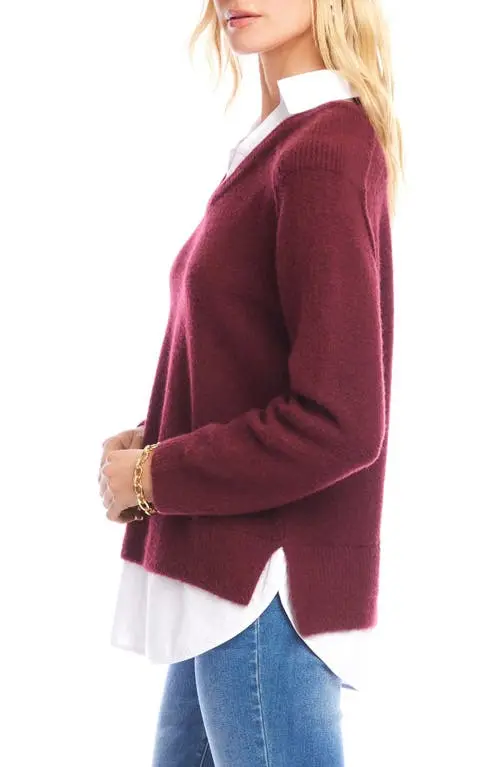 Karen Kane Mixed Media Layered Sweater