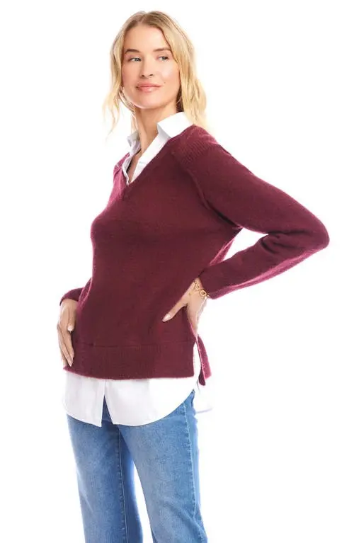 Karen Kane Mixed Media Layered Sweater