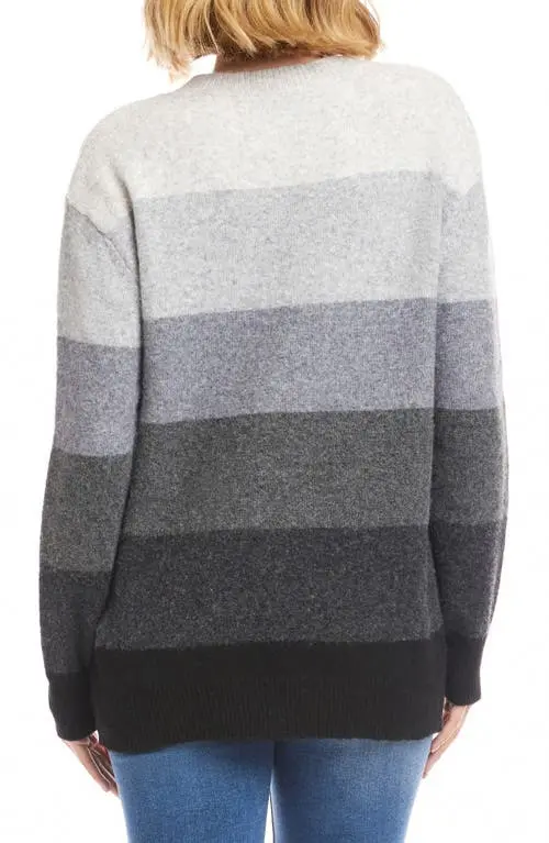 Karen Kane Ombré Stripe Colorblock Sweater - Gray