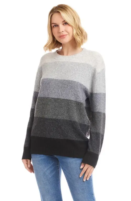 Karen Kane Ombré Stripe Colorblock Sweater - Gray