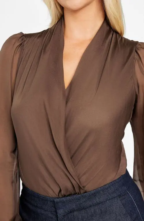 MARCIANO Daria Silk Bodysuit - Brown