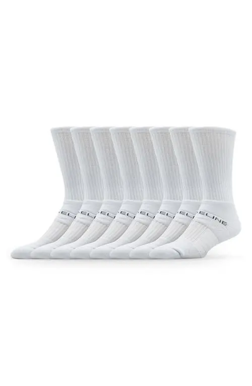 STRIDELINE Eight-pack Premium Crew Socks - White