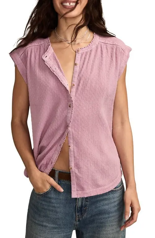 Lucky Brand Clip Dot Cotton Button-up Shirt - Orchid Haze