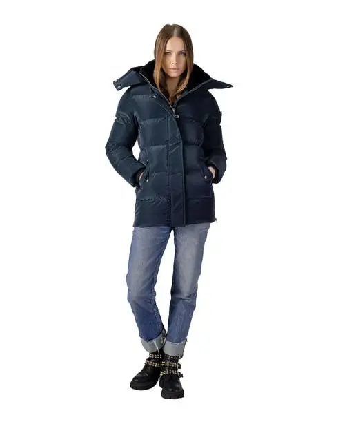 WOODPECKER Bumnester 3/4 Length Quilted Coat - Blue Diamond