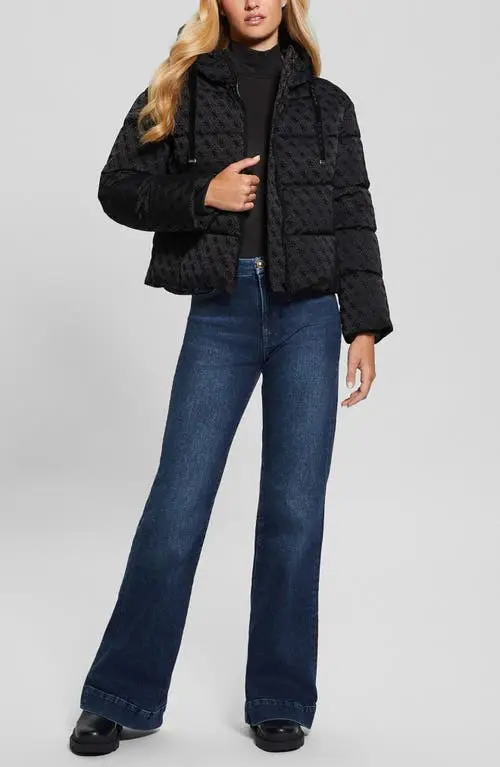 Guess Logo Puffer Coat - Black