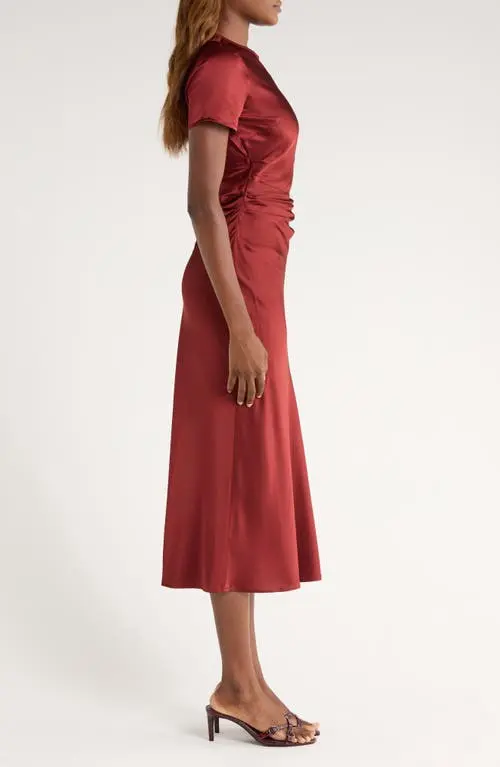 Staud Marcel Stretch Silk Midi Dress - Sangria