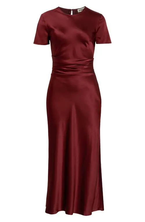 Staud Marcel Stretch Silk Midi Dress - Sangria