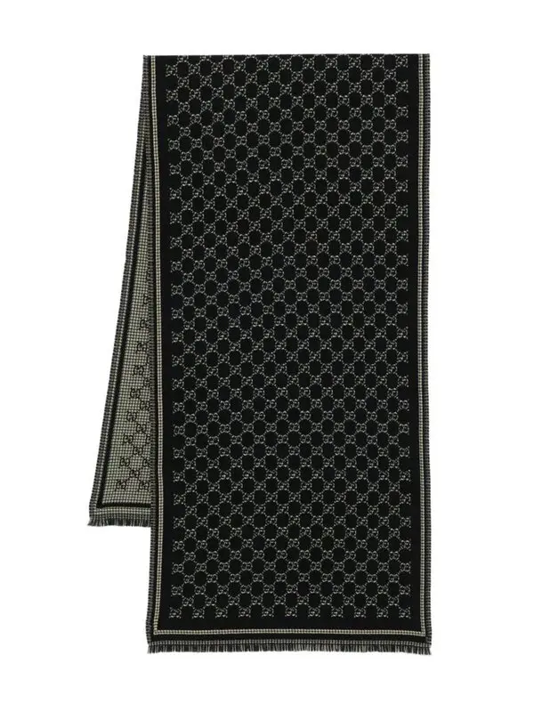 Gucci Gg Wool Scarf Black 21% Off Editorialist