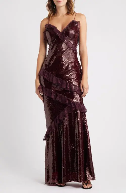 LoveShackFancy Rialto Sequin & Lace Gown