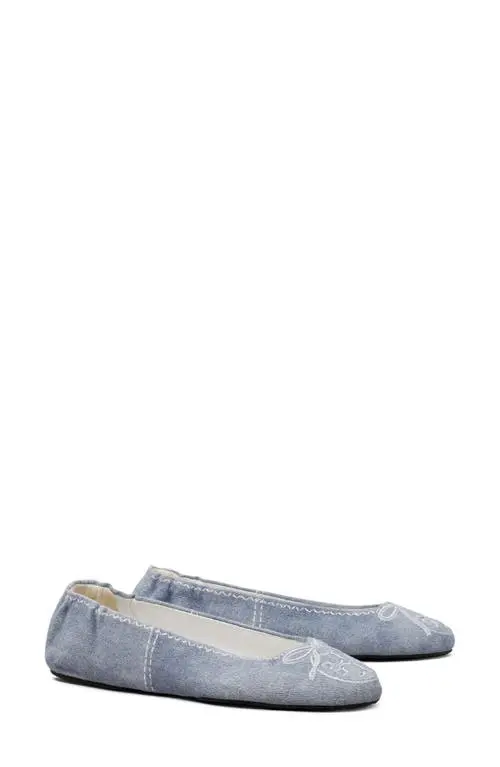 Tory Burch Reva Travel Ballet Flat - Blue Cloud