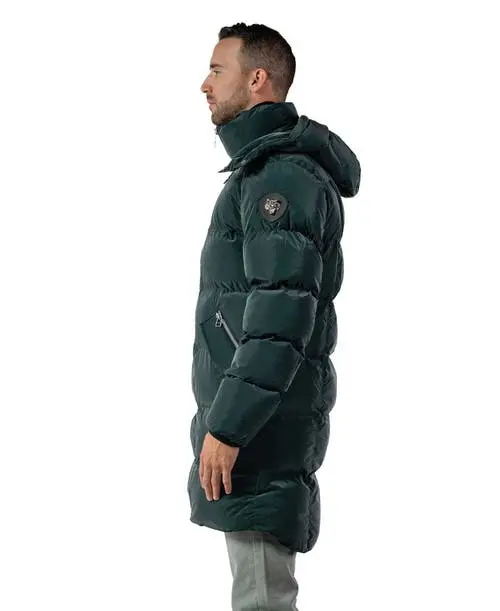 WOODPECKER Penguin Long Length Quilted Coat - Green Diamond