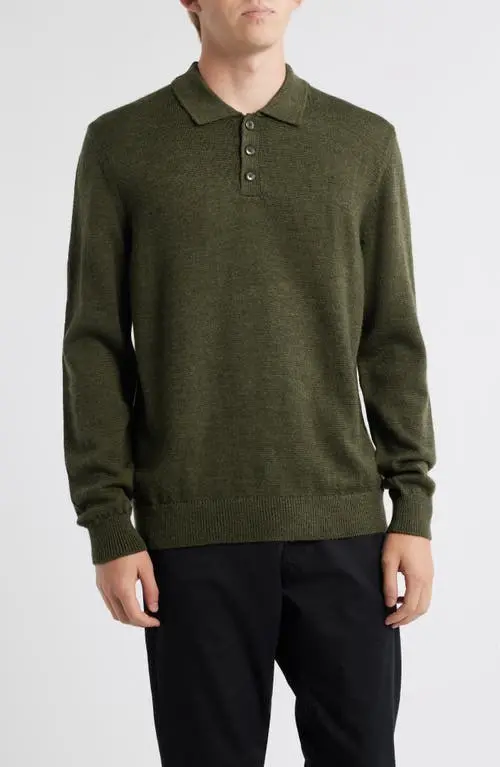 ALEX CRANE Anchor Merino Wool Polo Sweater - Pine