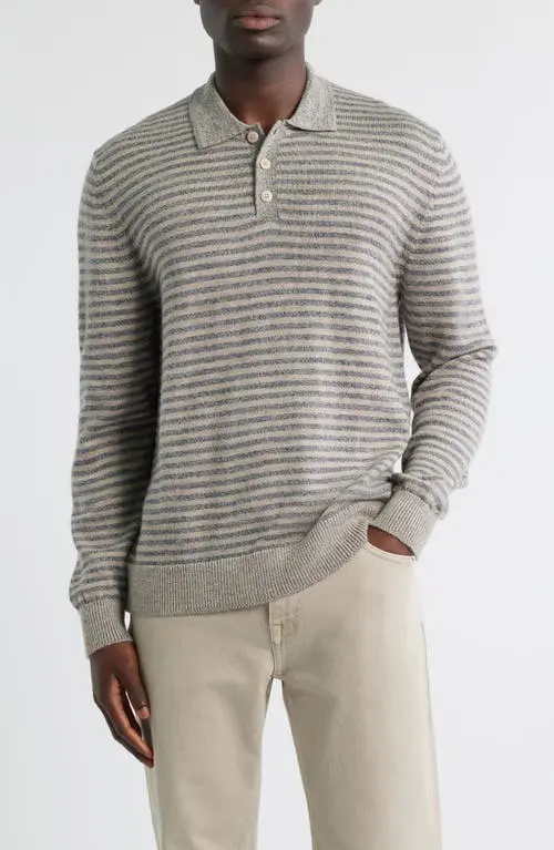 ALEX CRANE Anchor Merino Wool Polo Sweater - Sand Lines
