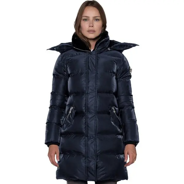 WOODPECKER Penguin Long Length Quilted Coat - Blue Diamond