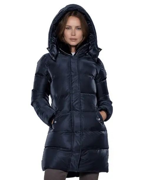 WOODPECKER Penguin Long Length Quilted Coat - Blue Diamond